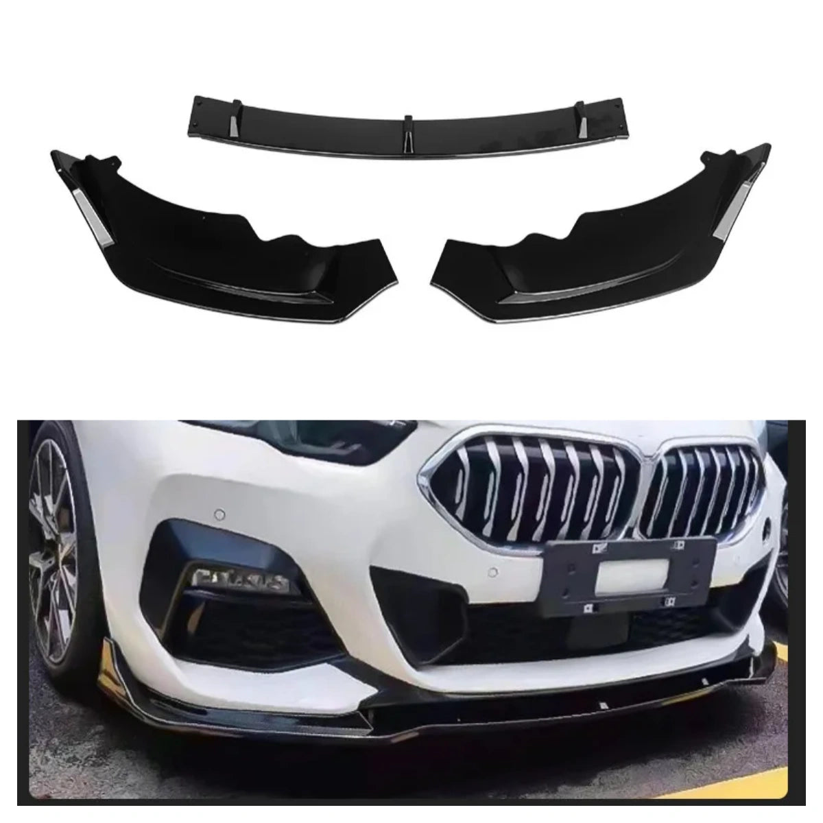 ABS Glossy Black 3 Pieces Front Lip Fit For BMW 2 Series【F44 218i 220i ...