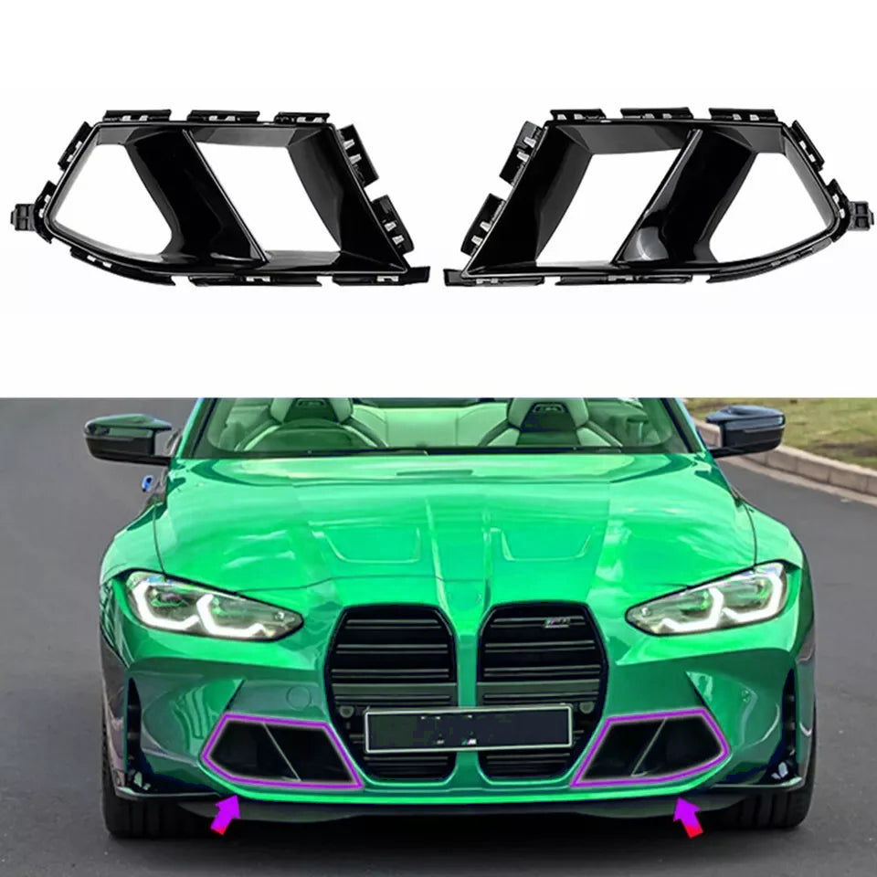 Gloss Black Front Vent Air Ducts M Performance Style for BMW【M3 G80 G8 ...