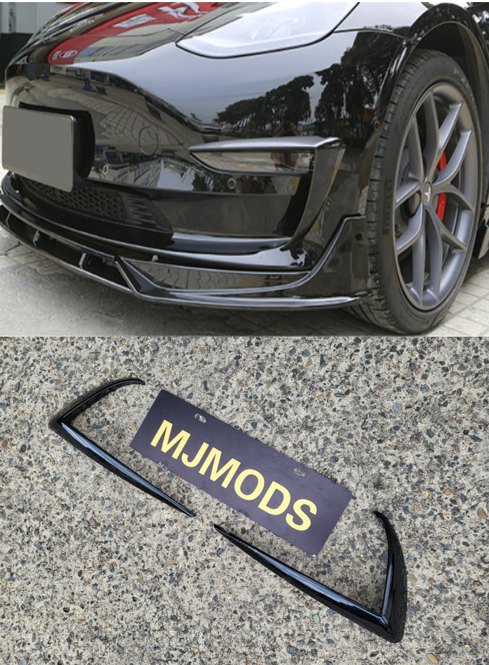 ABS Glossy Black Front Bumper Vent Insert Canards for【Tesla Model 3】20 ...