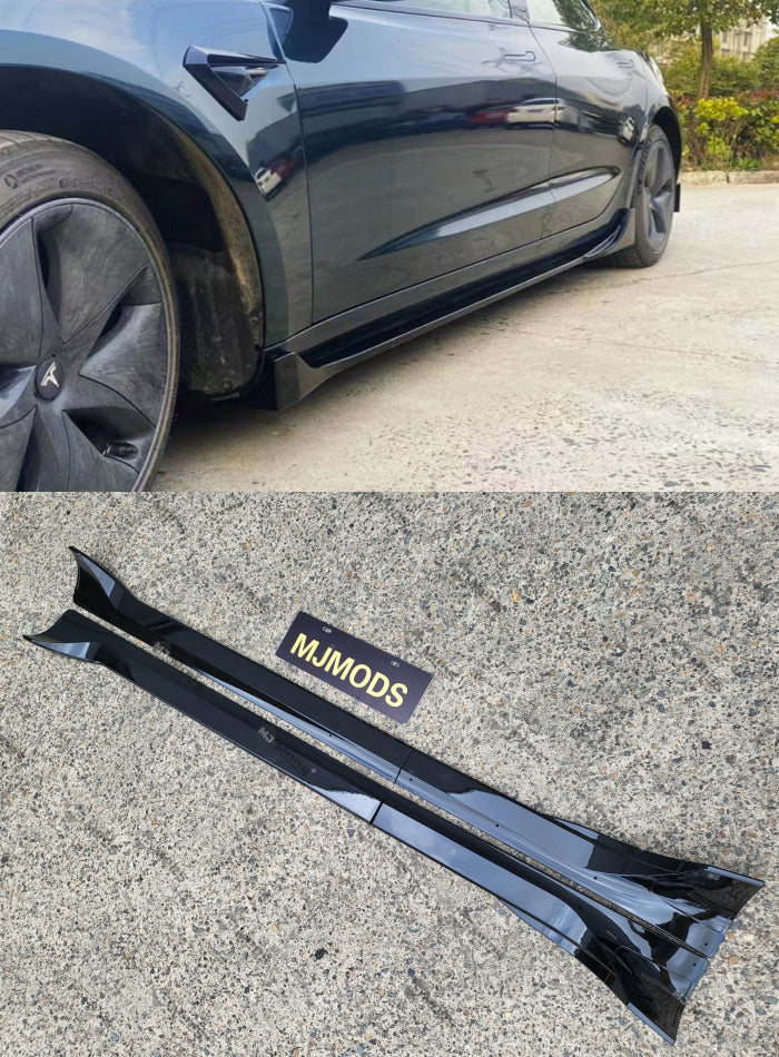 ABS GLOSSY BLACK SIDE SKIRT fit for 【Tesla Model 3】2019+ – MJ Mods