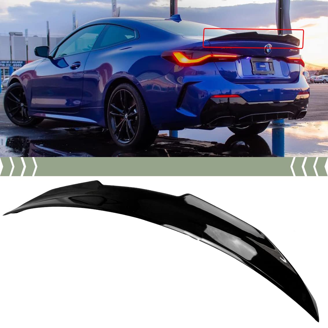 PSM Style Gloss Black Rear Boot Lip Spoiler for BMW 4 Series【G22 Coupe ...