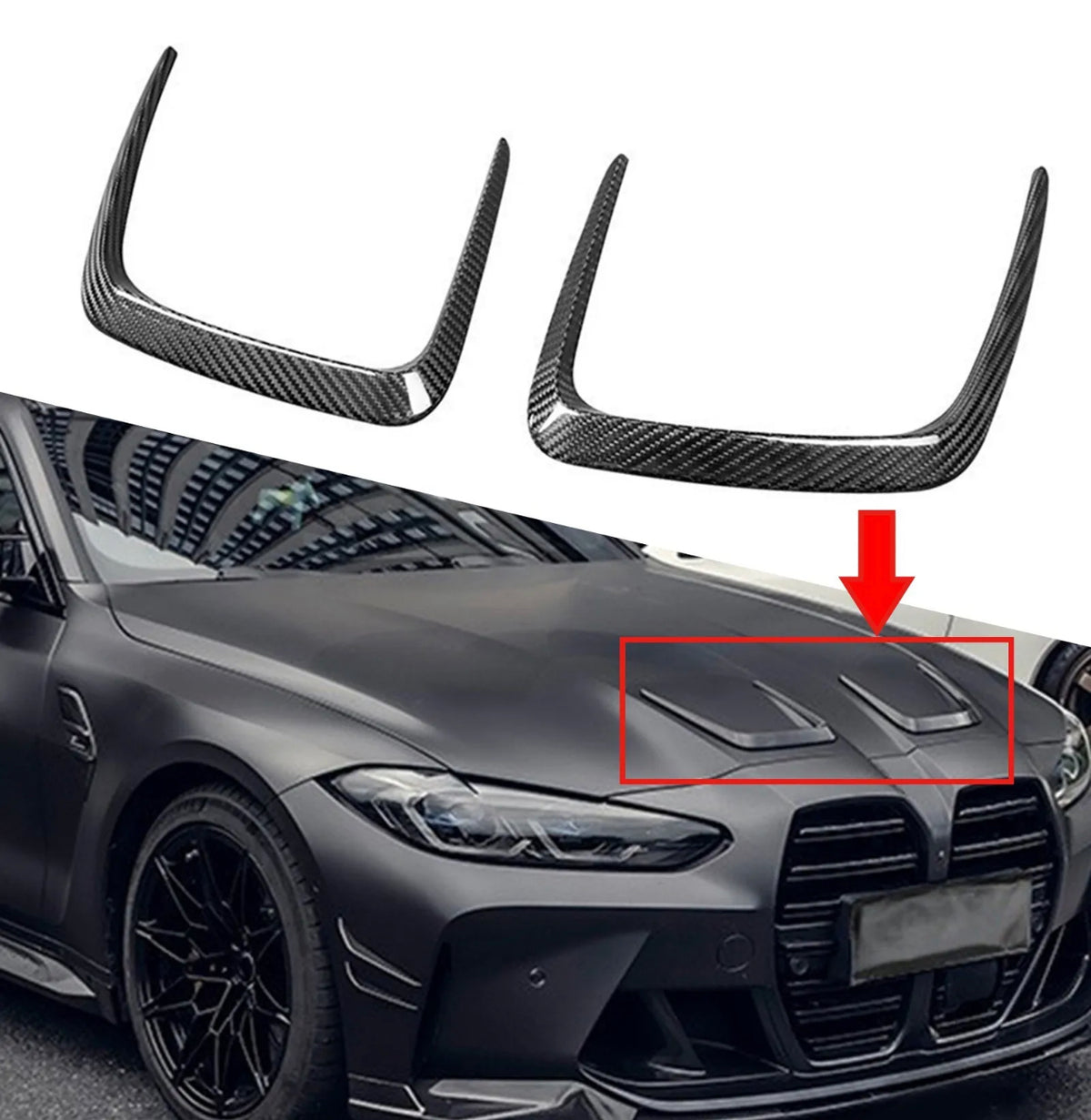 Dry Carbon Fibre Front BONNET HOOD AIR VENT COVER for BMW【M3 G80 & M4 ...